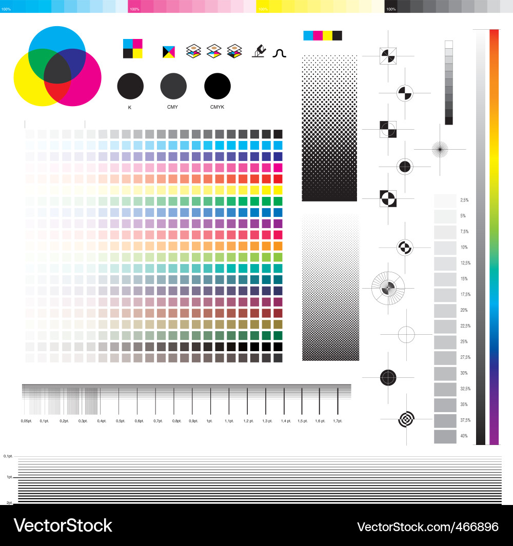 CMYK Farbdiagramme & Profile Lizenzfreies Vektorbild