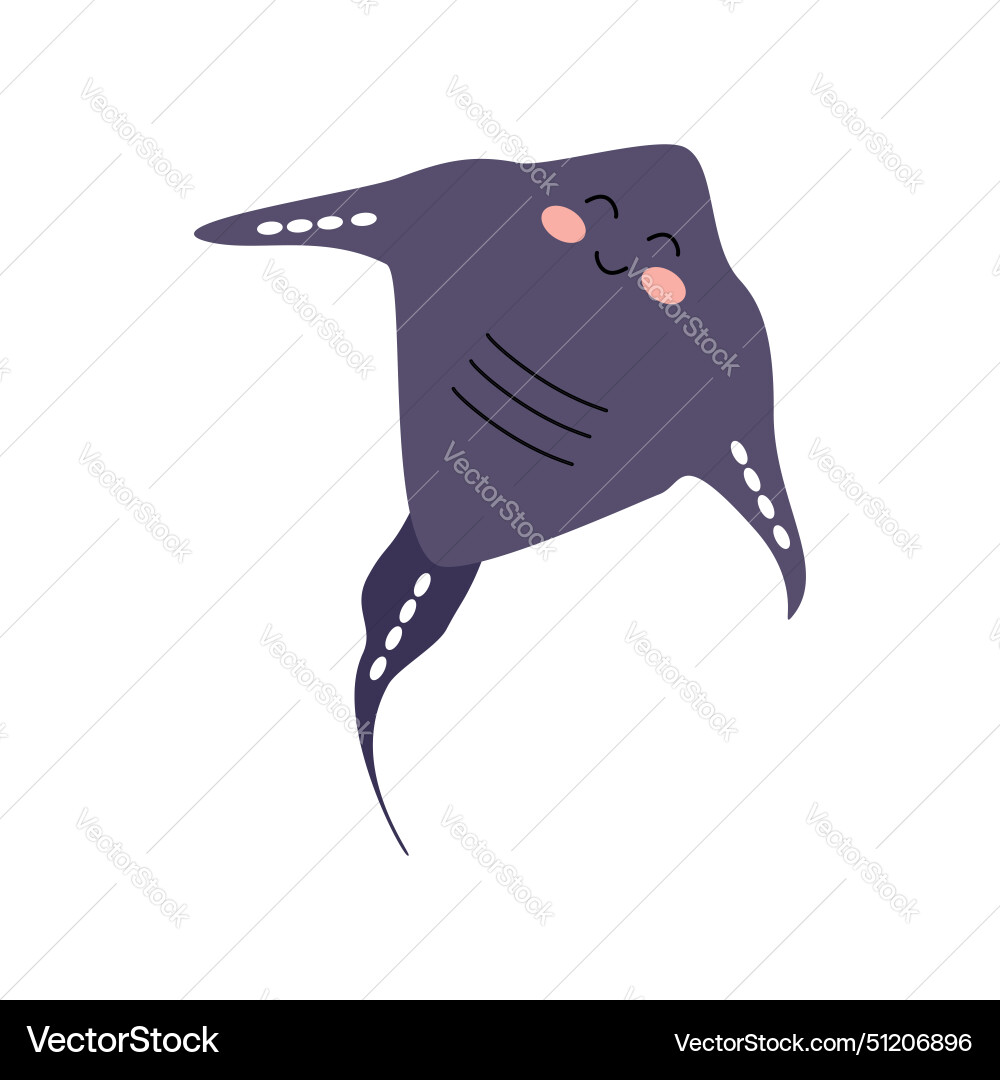 Cute stingray character Royalty Free Vector Image