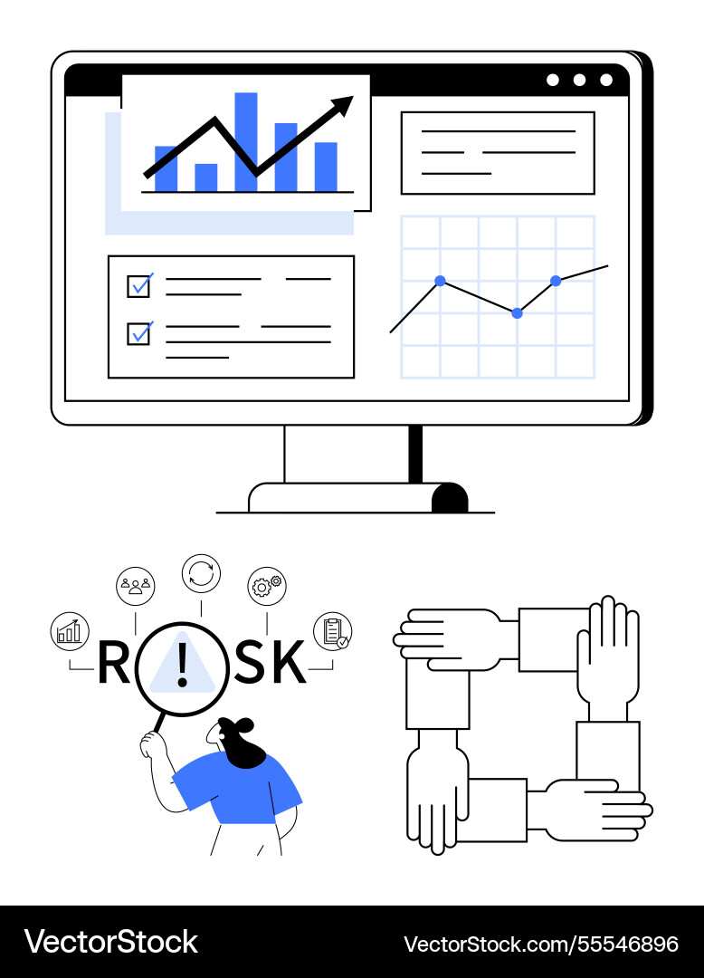 Data analytics dashboard with risk assessment Vector Image