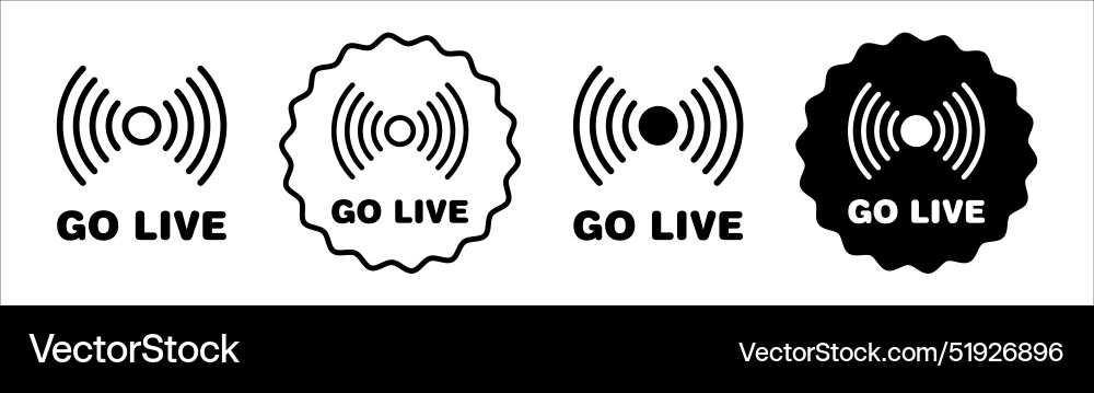Go live icon symbol set collection simple Vector Image