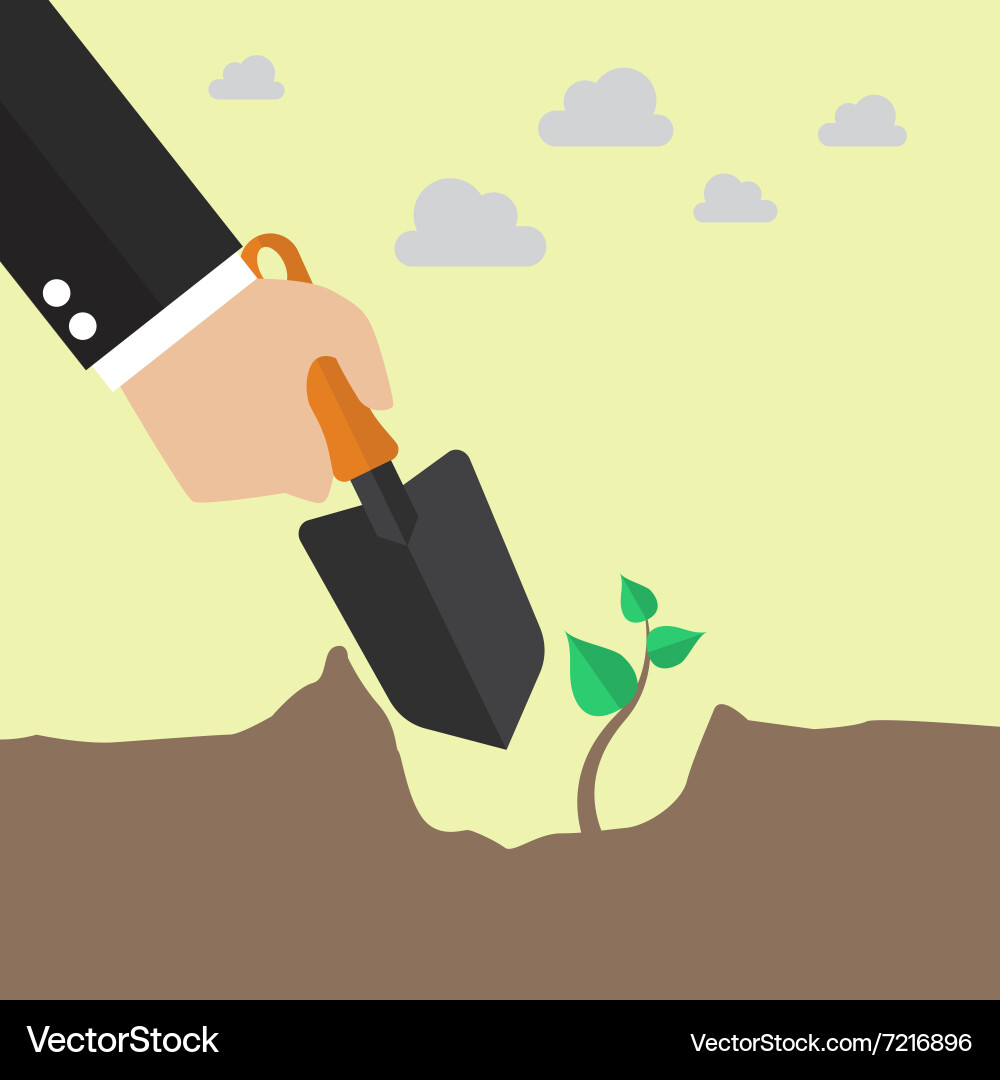 Hand planting a tree Royalty Free Vector Image