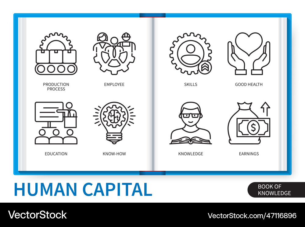 Human capital infographics linear icons collection