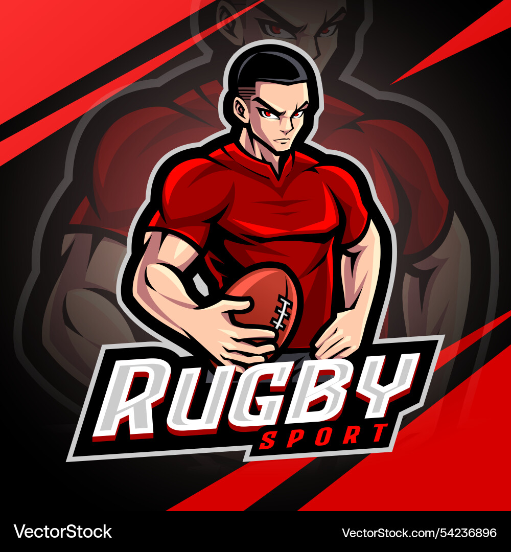 Rugby sport mascot logo design Royalty Free Vector Image