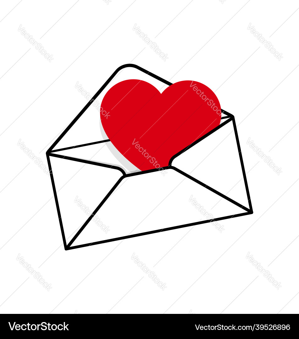 Simple open love letter envelope Royalty Free Vector Image