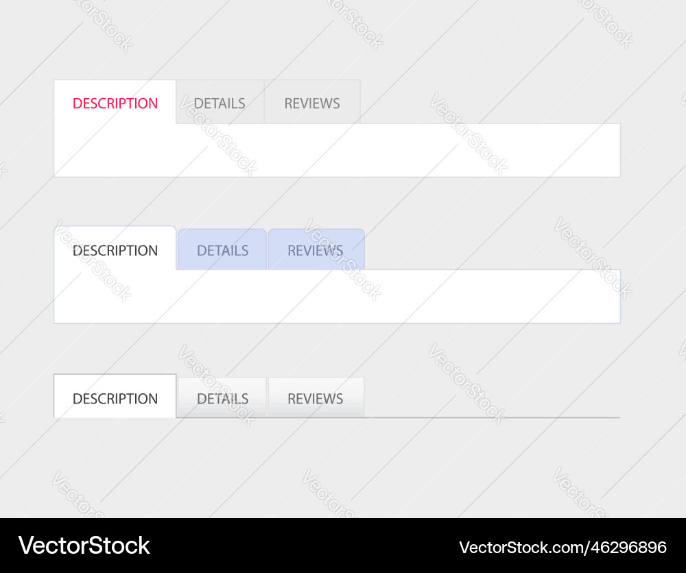 Tabs menu bar web ui interface template element Vector Image Tabs menu bar web ui interface template element Vector Image