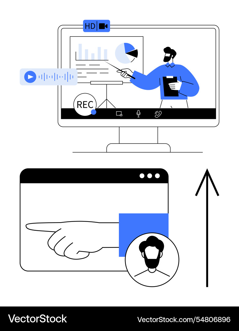 Virtual presentation and interactive webinar Vector Image