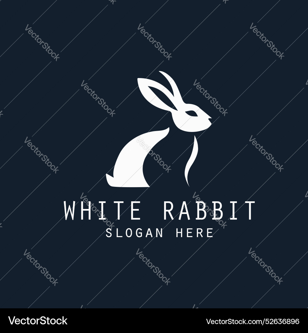 White rabbit minimalistic flat logo design Vector Image