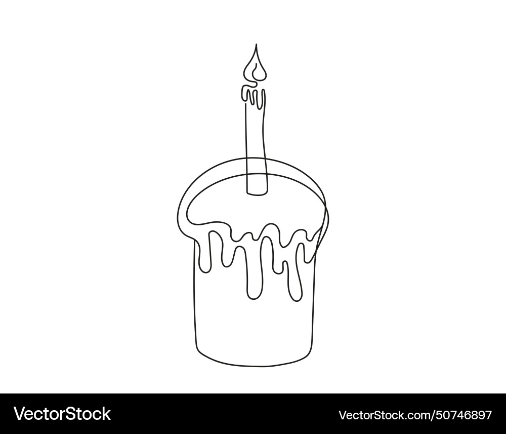 Continuous one line drawing of easter kulich cake Vector Image