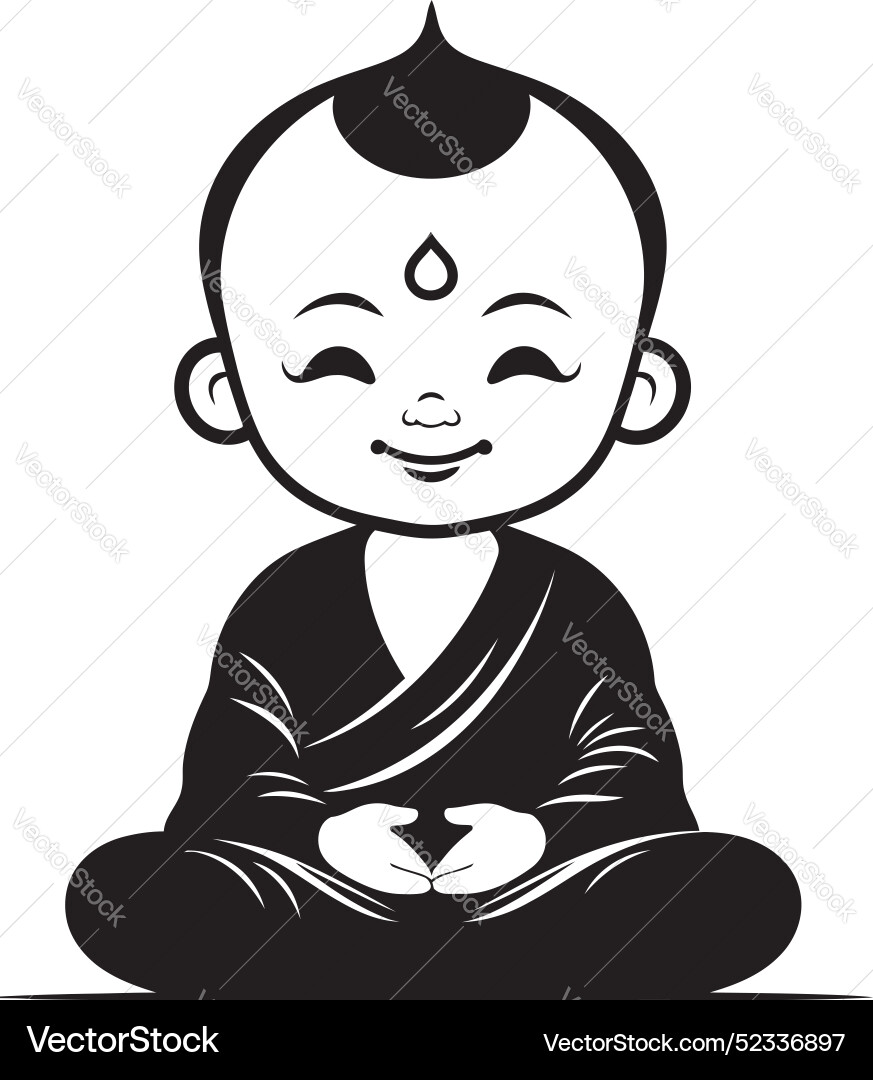 Enlightened infant cartoon buddha kid chibi Vector Image