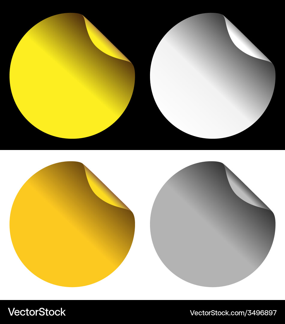 Golden and silver stickers on white black Vector Image