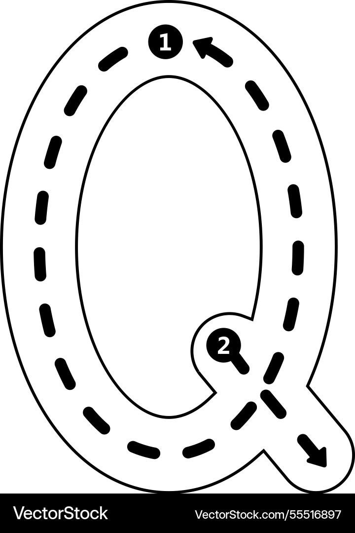 Tracing alphabet letter q uppercase prewriting Vector Image Tracing alphabet letter q uppercase prewriting Vector Image