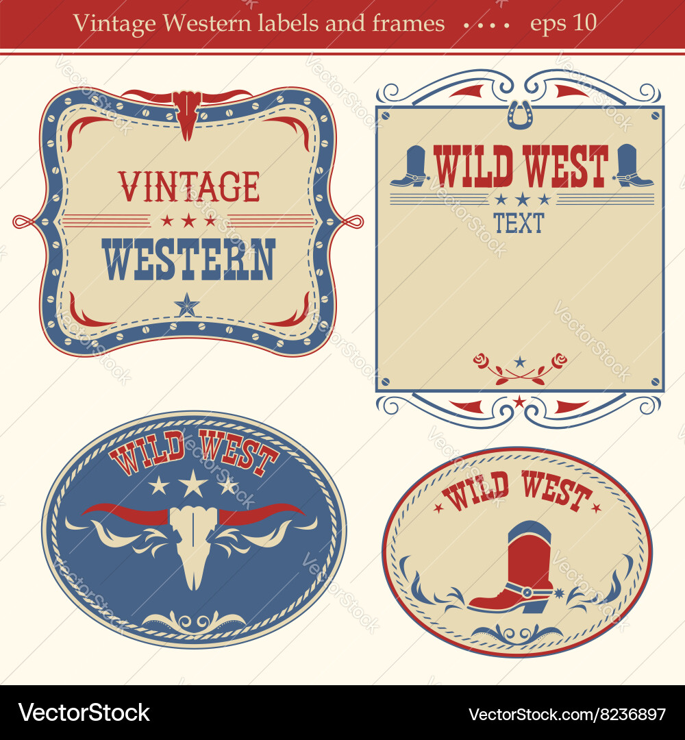 Western Labels & Symbols Royalty Free Vector Image