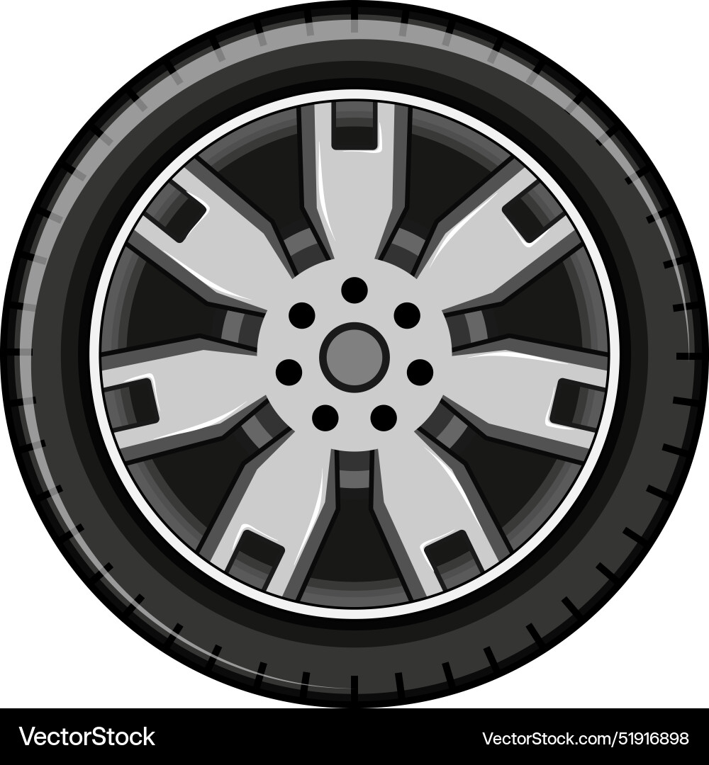 Auto wheel car cartoon Royalty Free Vector Image