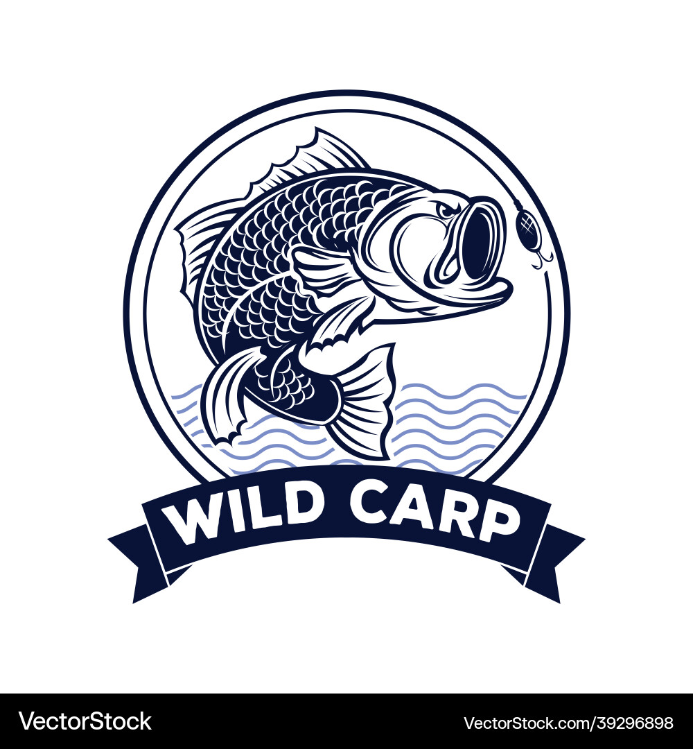 Carp fishing logo design Royalty Free Vector Image