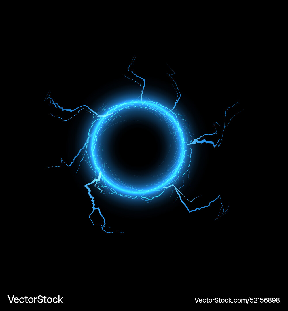 Circle thunderbolt blue bolt lightning effect Vector Image