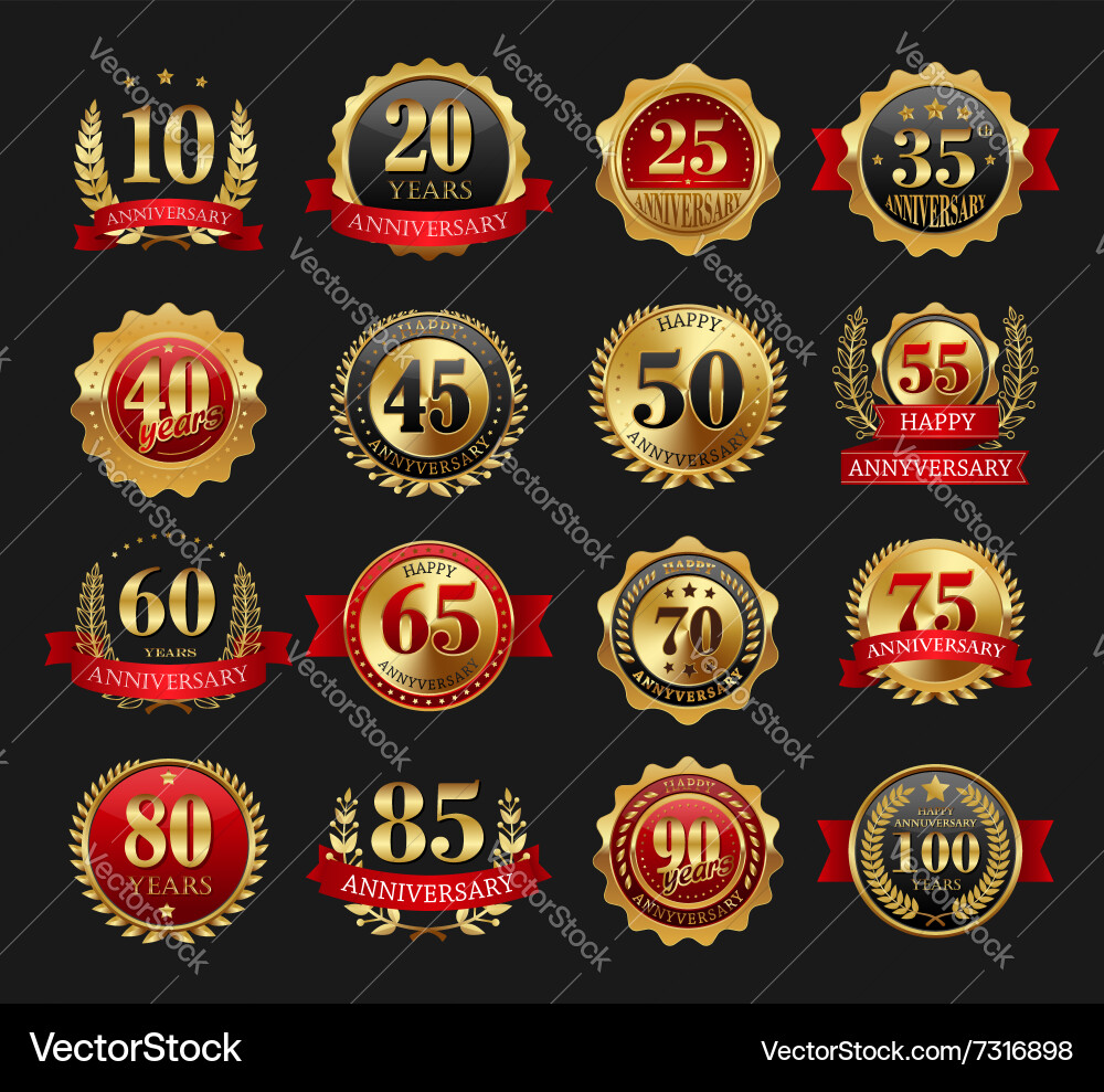 Golden Anniversary Celebration Signs Royalty Free Vector