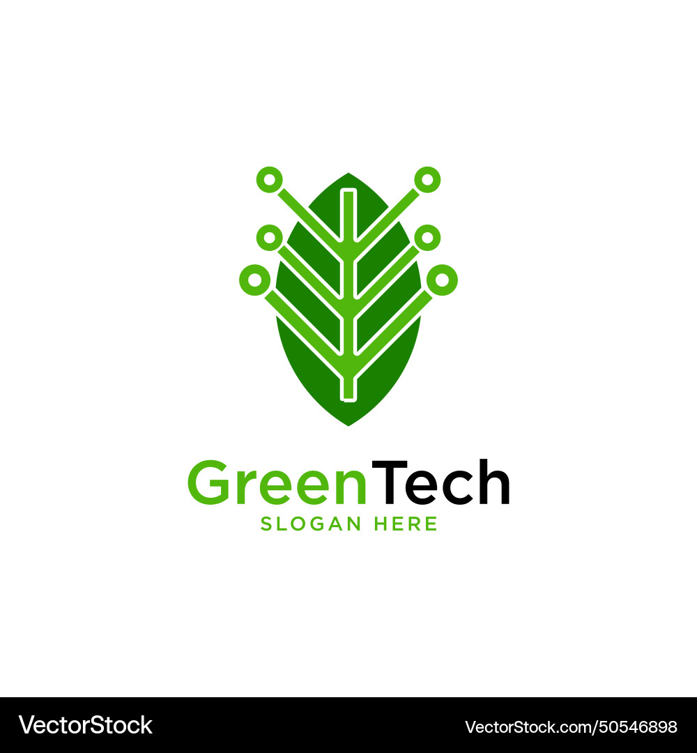 Green tech logo template design emblem Royalty Free Vector