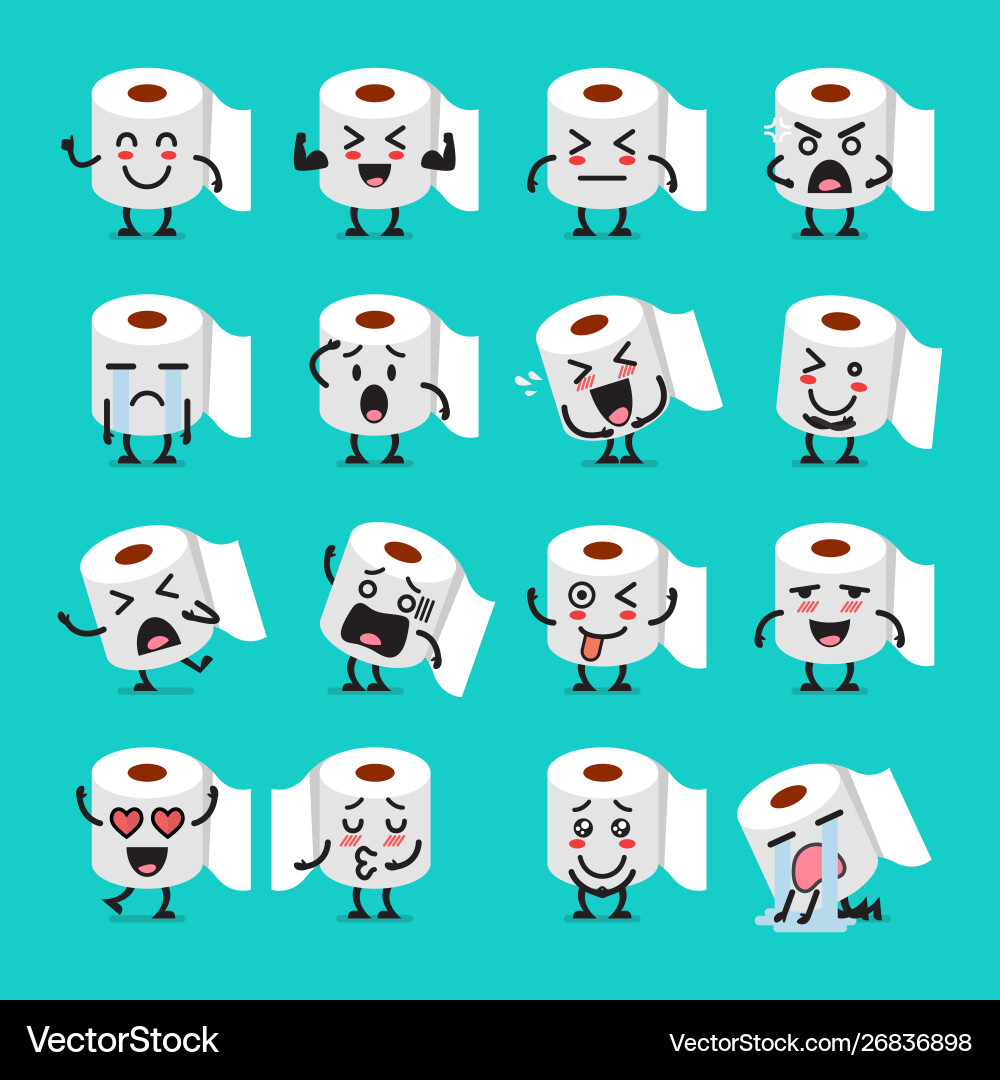 Tissue paper emoji set Royalty Free Vector Image