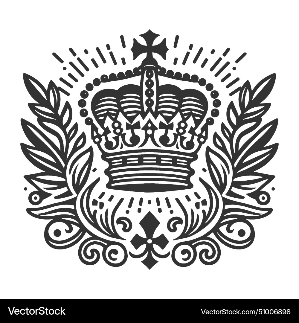 Vintage heraldic crest crown flourishes Royalty Free Vector