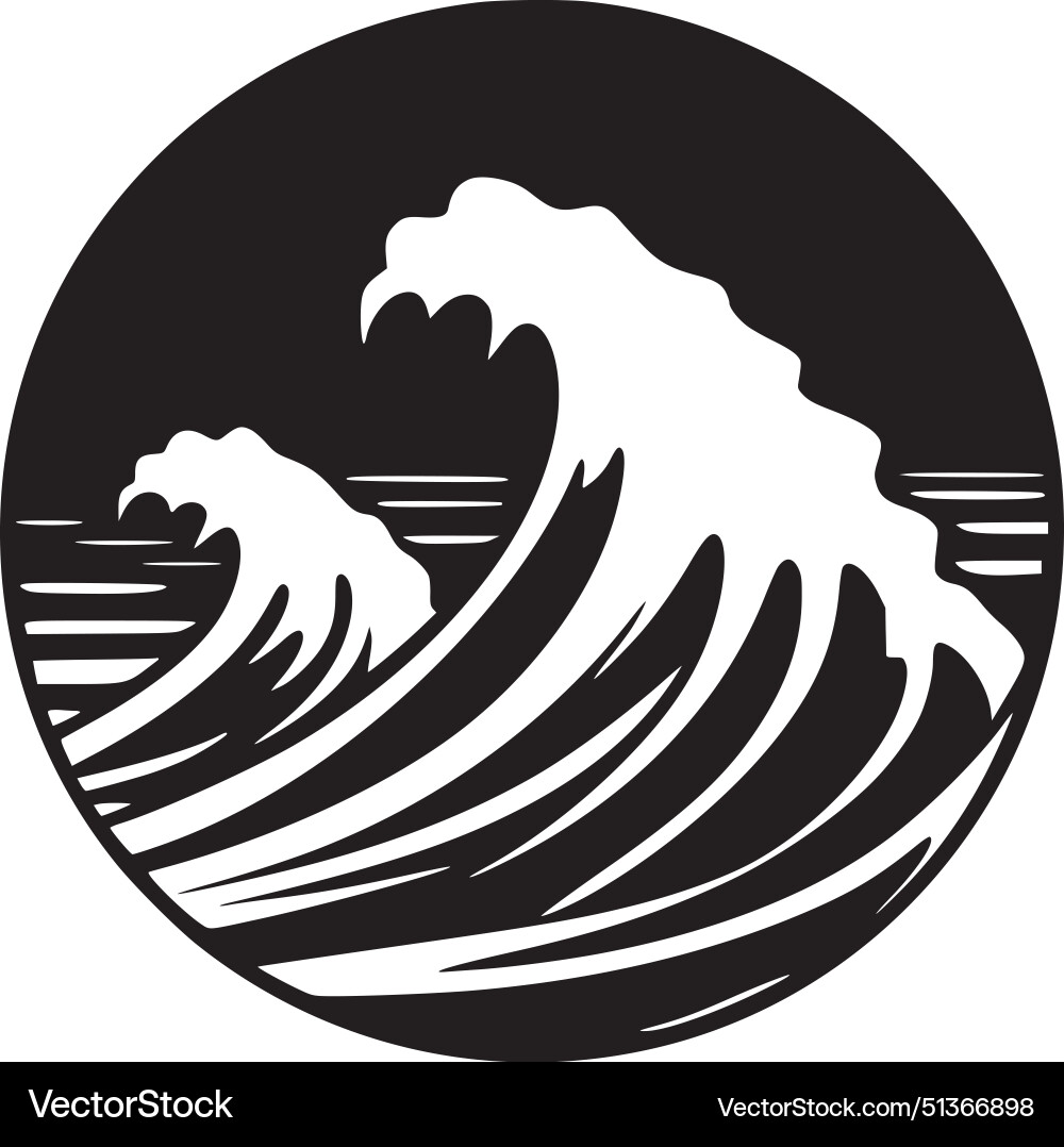 Wave - black and white isolated icon Royalty Free Vector