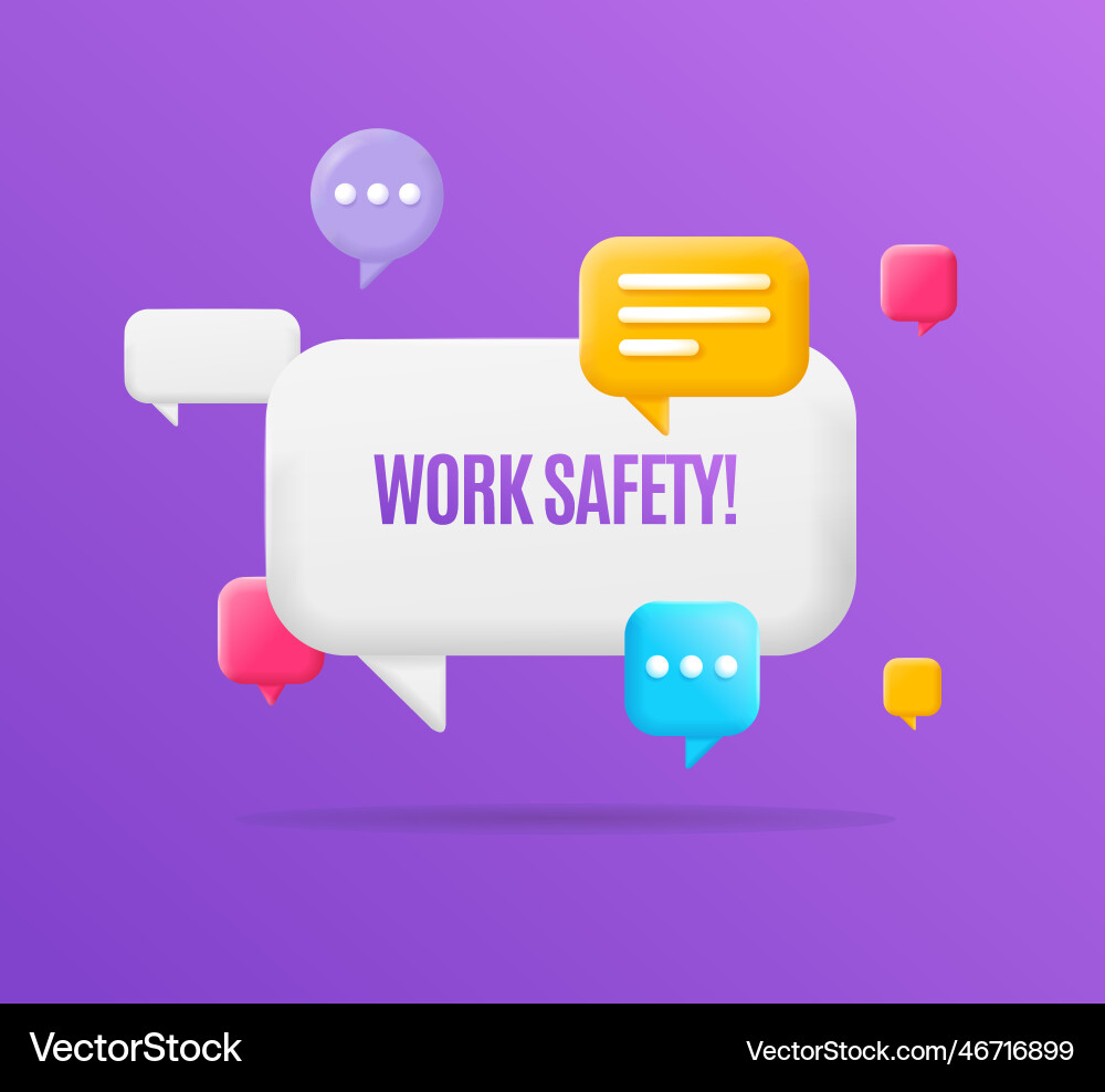 3d work safety banner concept plasticine cartoon Vector Image