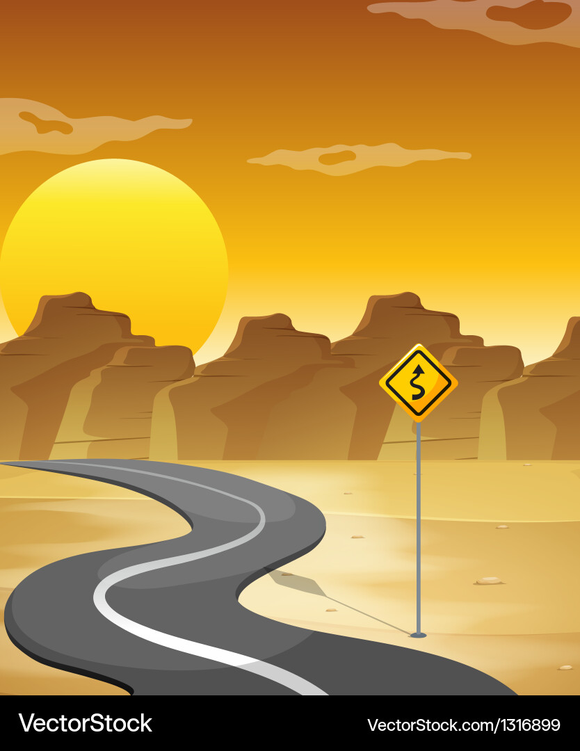 A curved road in the desert Royalty Free Vector Image