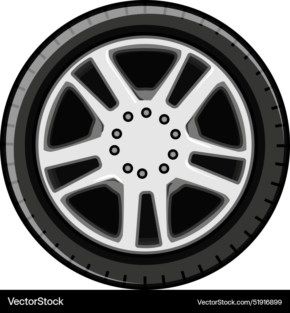 Black wheel car cartoon Royalty Free Vector Image