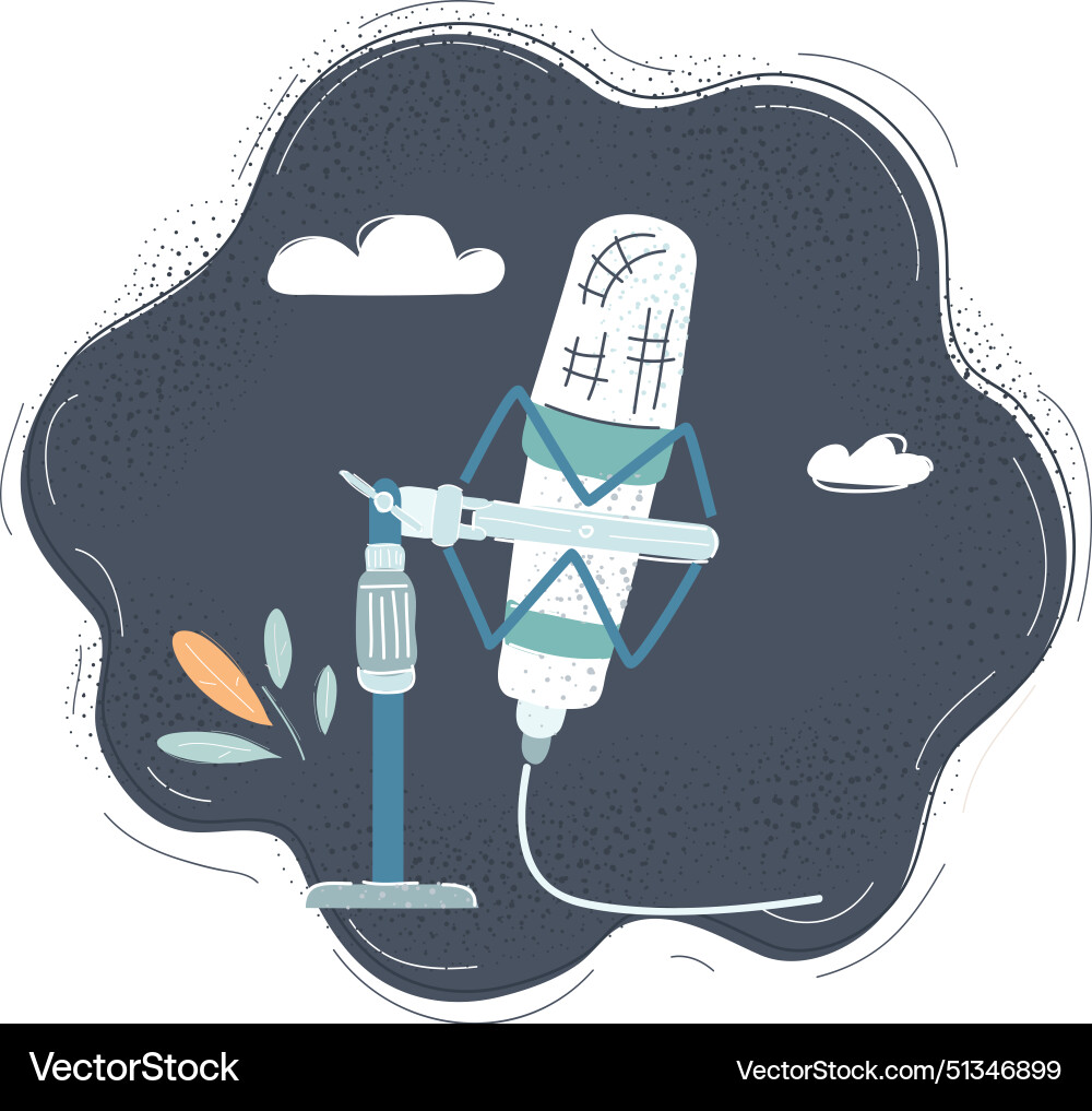 Cartoon of microphone in a dark Royalty Free Vector Image