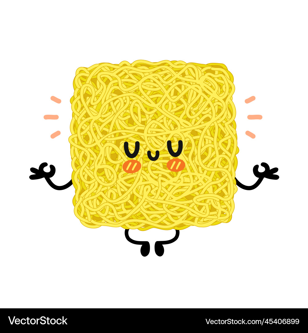 Cute funny instant noodle character hand Vector Image
