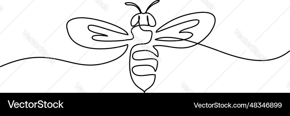 Decorative bee for farm logo identity continuous Vector Image