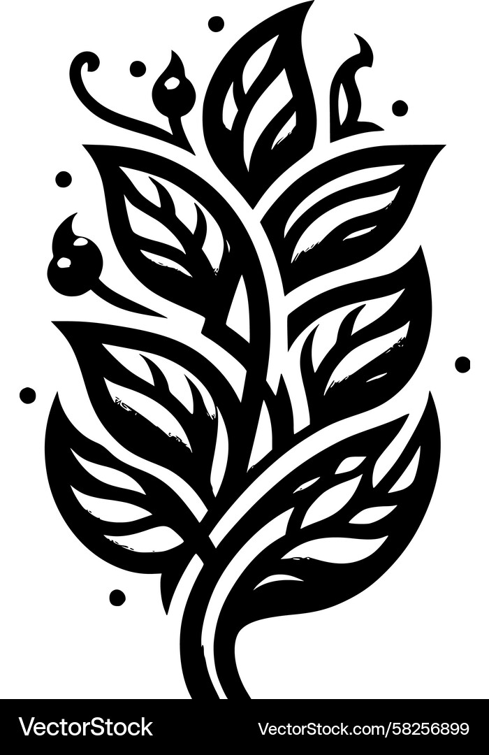 Elegant Tribal Leaf Emblem – Royalty-Free Vector | VectorStock