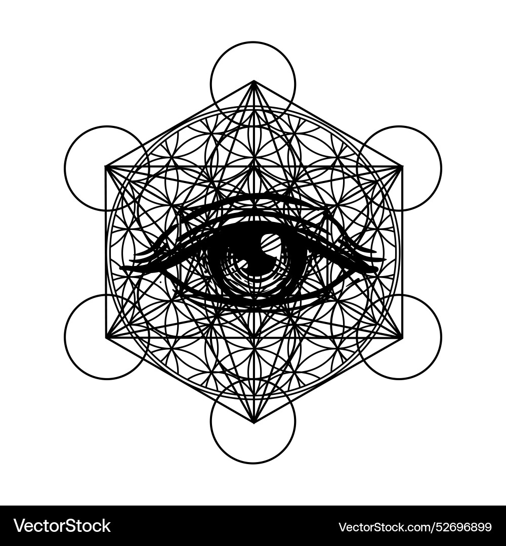 Eye with sacred geometry symbol tattoo design Vector Image