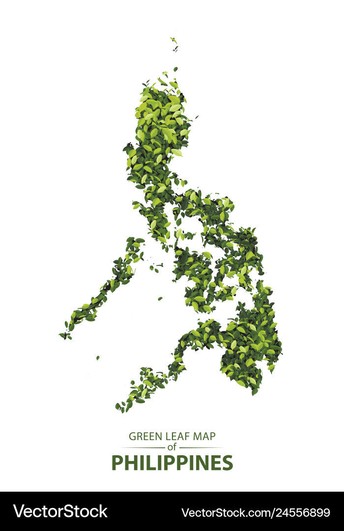 Green leaf map of philippines Royalty Free Vector Image