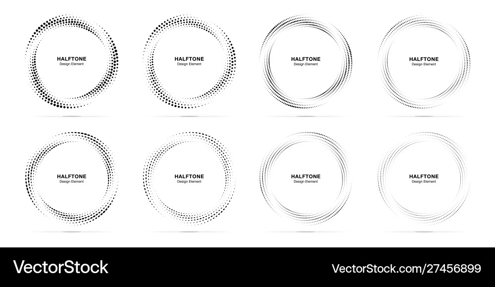 Halftone circle dots frame set logo emblem Vector Image
