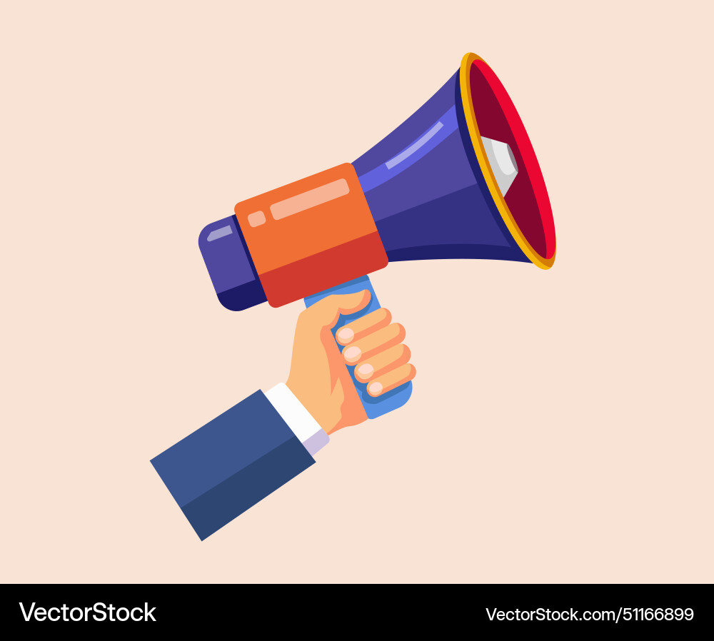 Hand holding megaphone marketing concept Vector Image