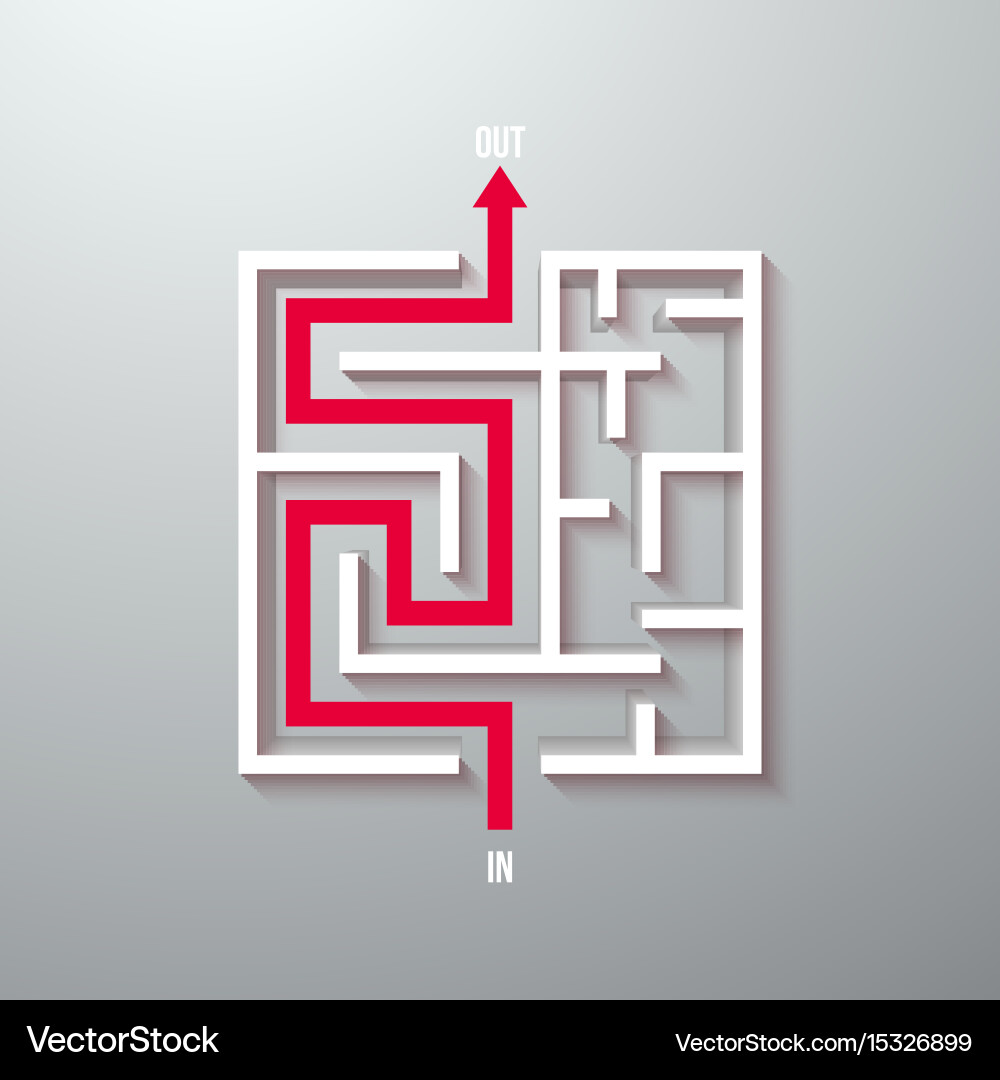 Maze labyrinth with solution Royalty Free Vector Image