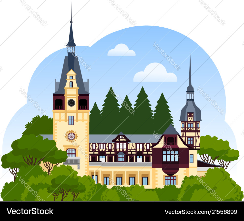 Peles castle romania Royalty Free Vector Image