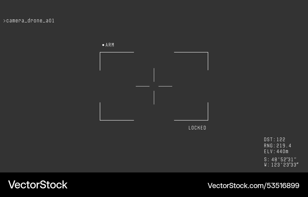 Realistic battle drone camera white overlay Vector Image