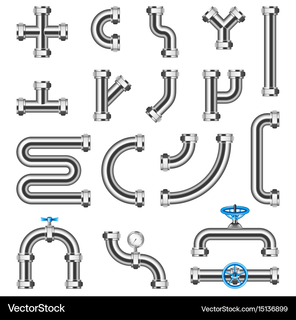 Steel pipes details constructor set Royalty Free Vector