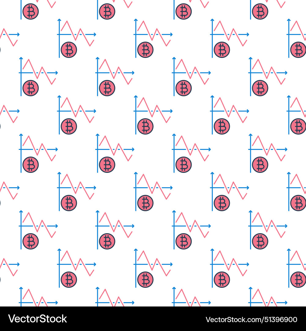 Bitcoin falling graph cryptocurrency colored Vector Image