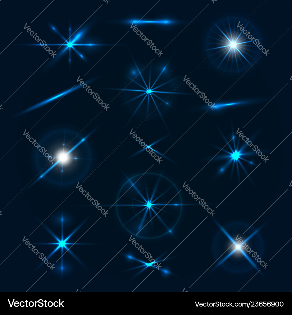 Blue light effects collection Royalty Free Vector Image