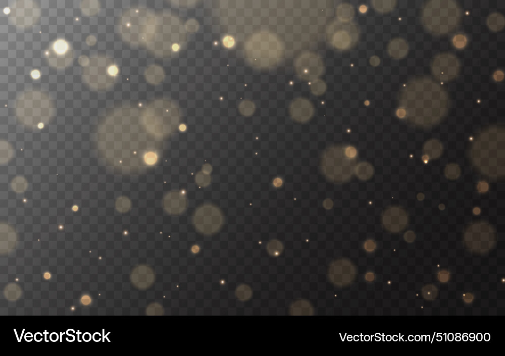 Bokeh gold shining particles and lights bright Vector Image