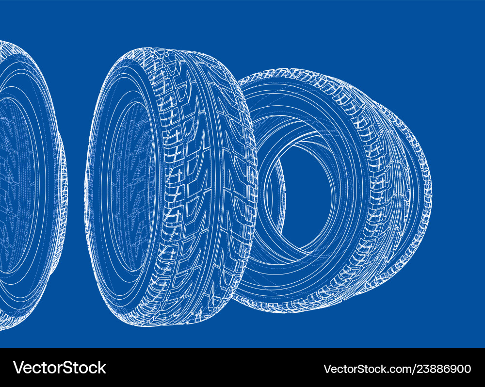 Car tires concept rendering of 3d Royalty Free Vector Image