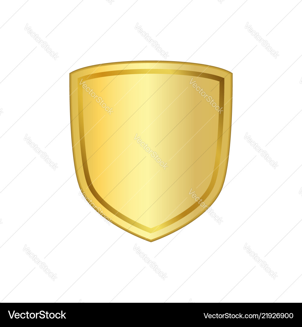 Gold Schild Form Ikone 3d goldene Emblem Zeichen Vektorbild