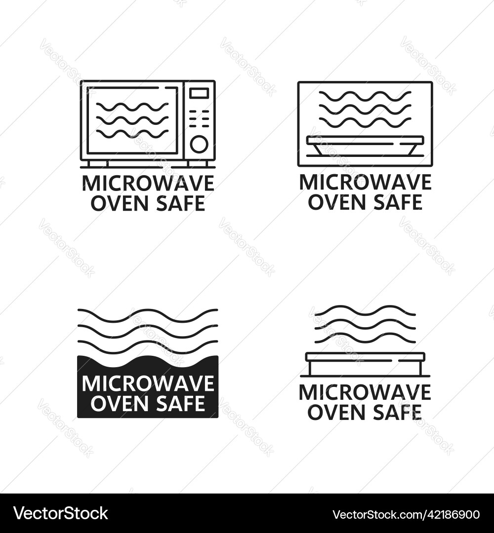 Microwave Safe Icons & Signs Royalty Free Vector Image