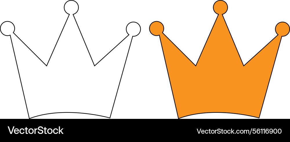 Simple crown coloring page for kids Royalty Free Vector