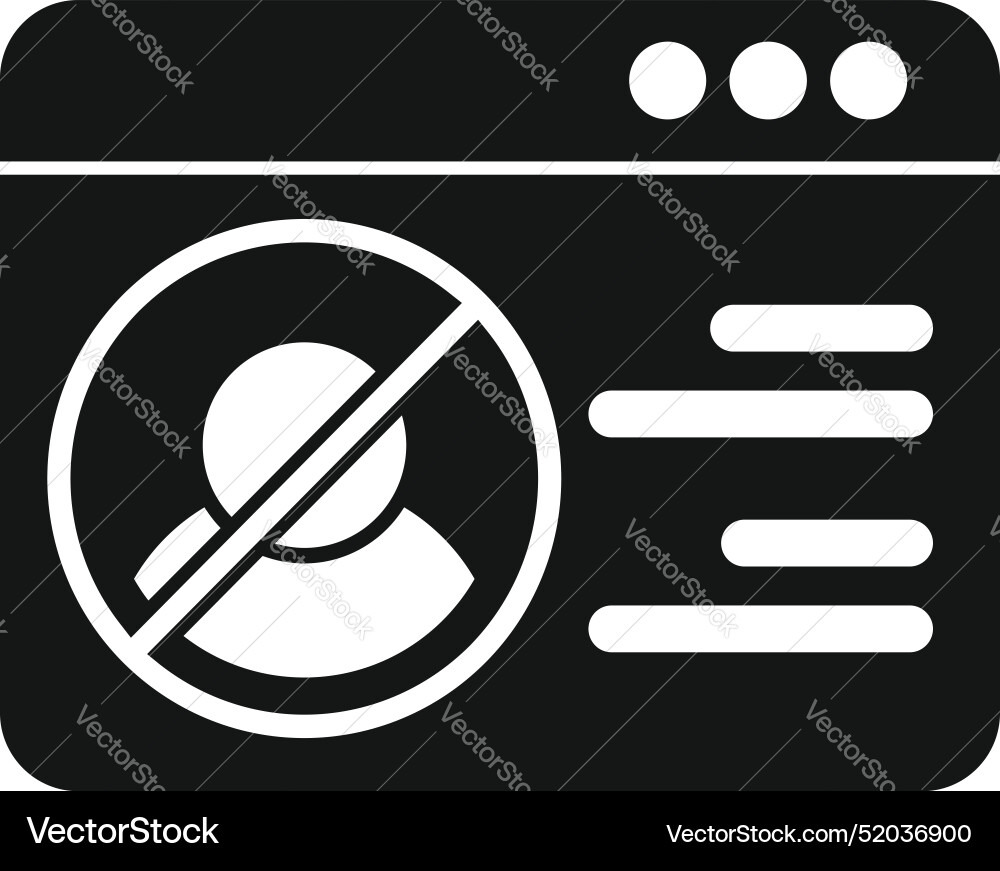 Web page showing user account being blocked Vector Image