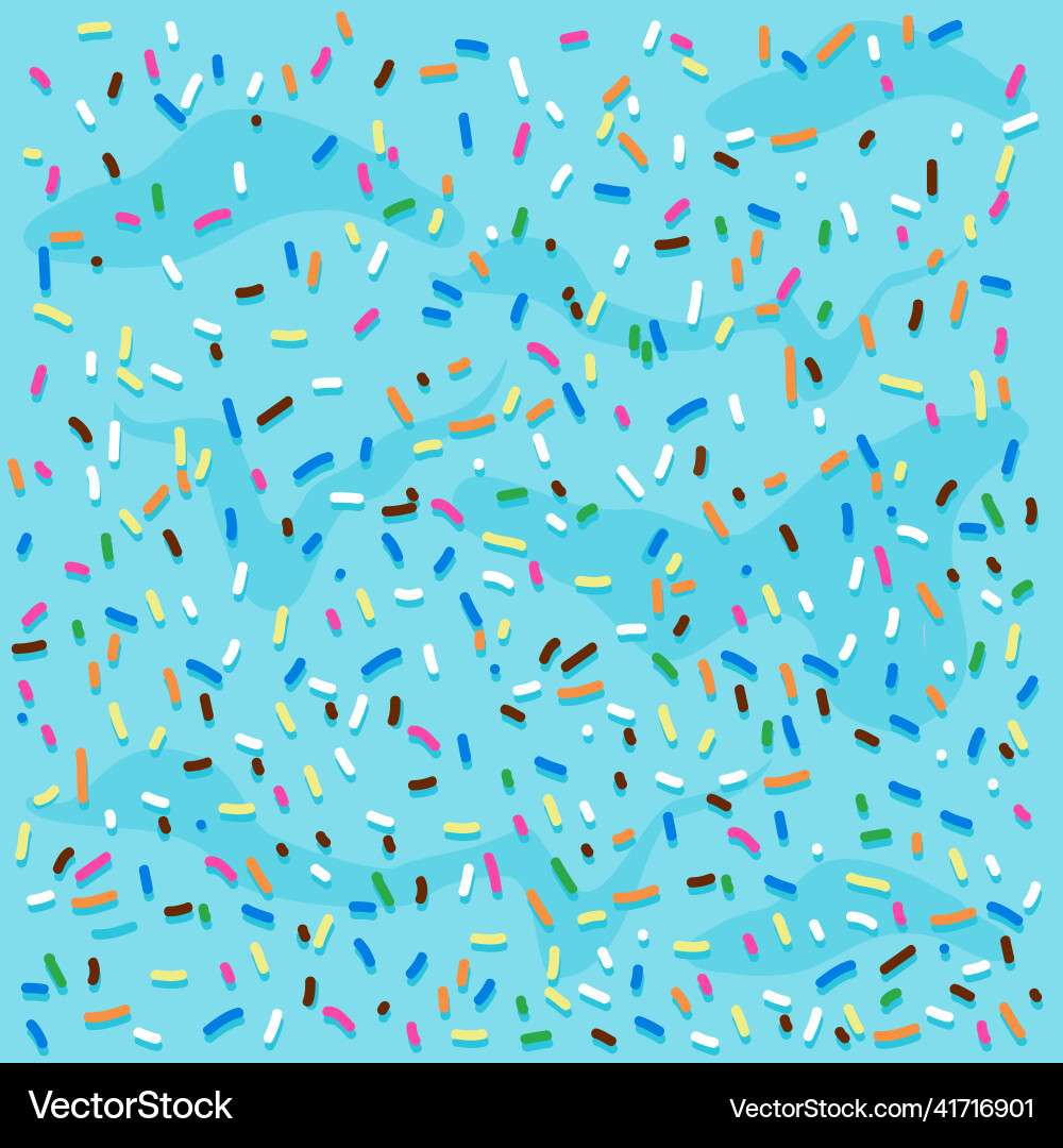 Blue frosting background with colorful sprinkles Vector Image