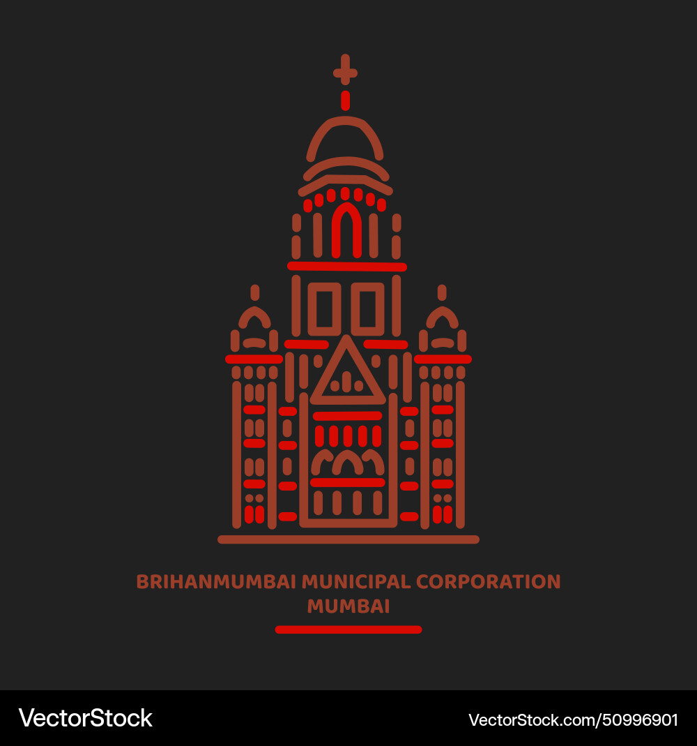 Bmc mumbai building icon Royalty Free Vector Image