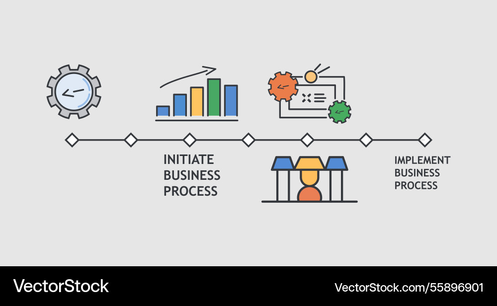 Business process timeline infographics with multi Vector Image
